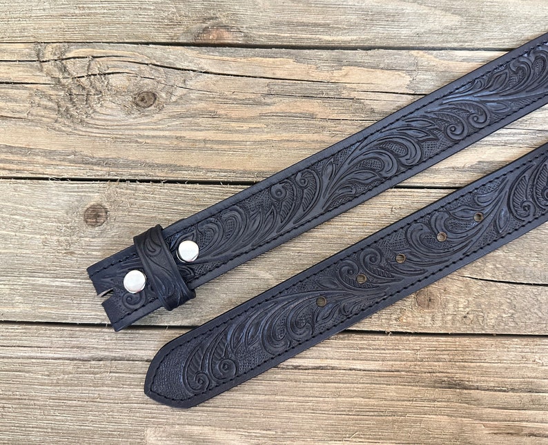 Tooled Western Floral Engraved Leather Belt 100% Genuine Full - Etsy