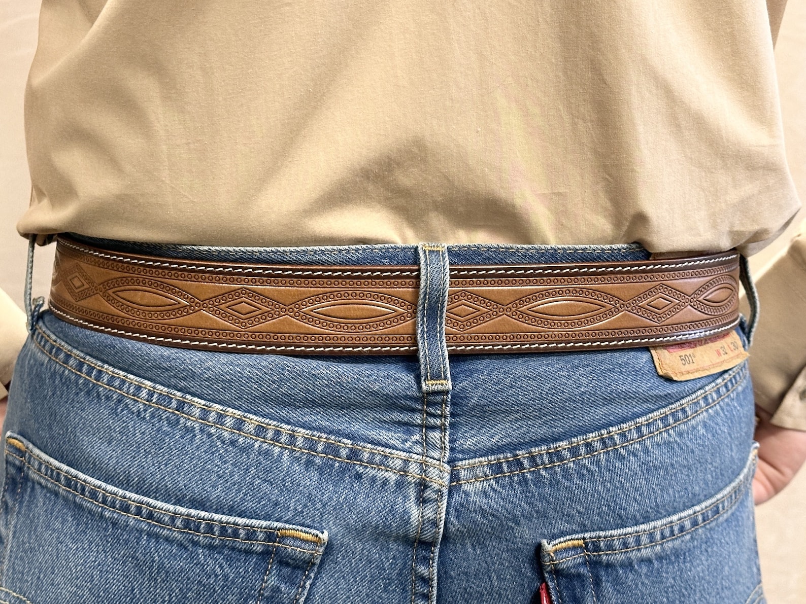 Tooled Western Floral Engraved Leather Belt With Buckle 100% Genuine ...