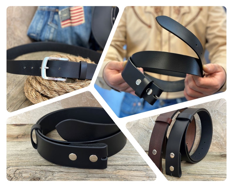 Full Grain Leather Snap-on Belt, Engraved Leather Belt 100% Genuine ...