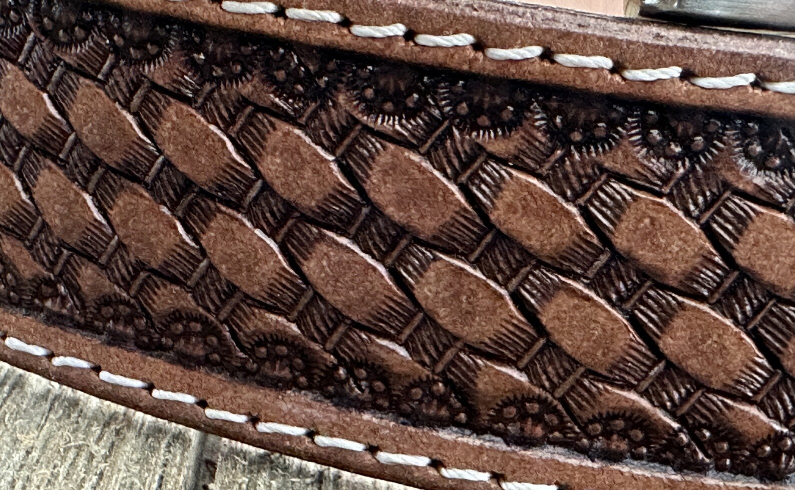 Full Grain Leather Snap-on Belt, Tooled Western Floral Engraved Leather ...