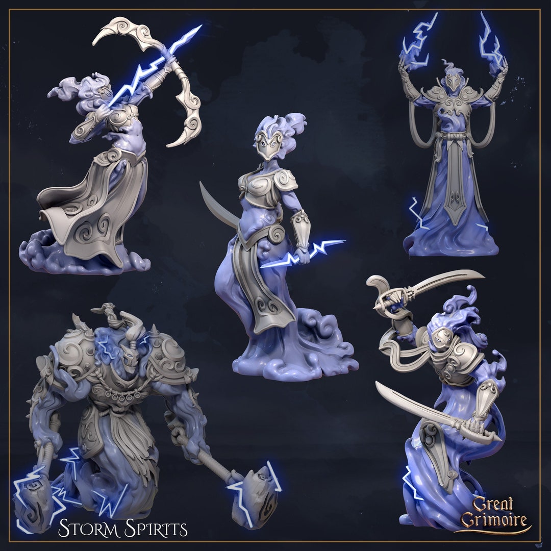 Storm Spirits 3D Printed Miniatures DND Minis Villian - Etsy