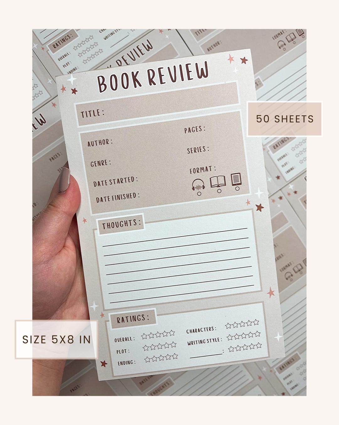 Book Review Notepad | Bookish Notepad, 5x8 Memo Pad With Chipboard ...