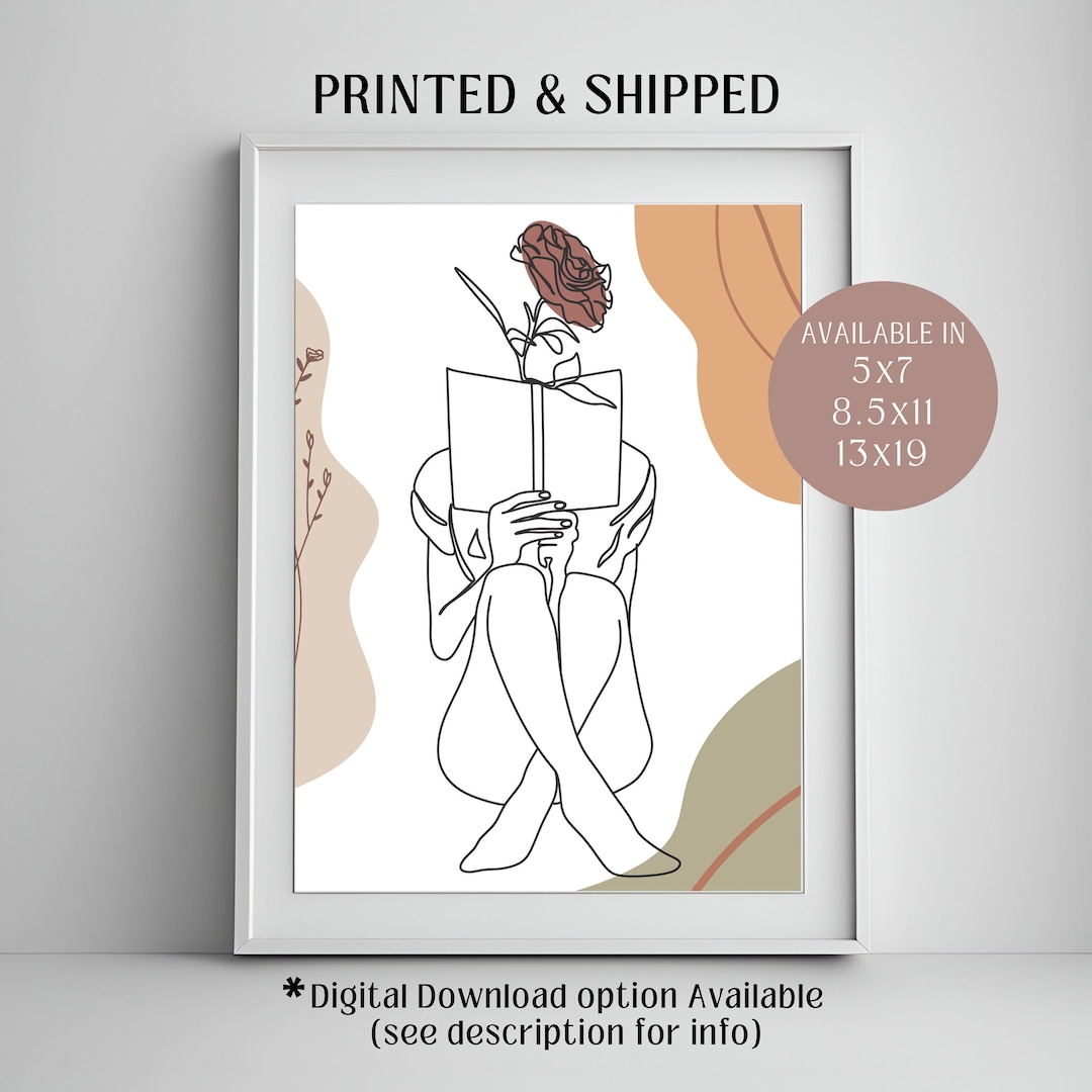 Bookish Wall Art Print | Floral Book Bookish Print | Book Wall Art ...