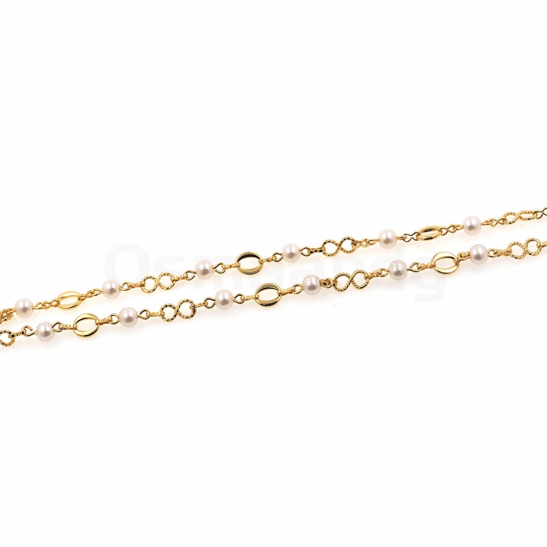 18k Gold Filled Infinite Chain Necklacepearl Chain Necklace - Etsy