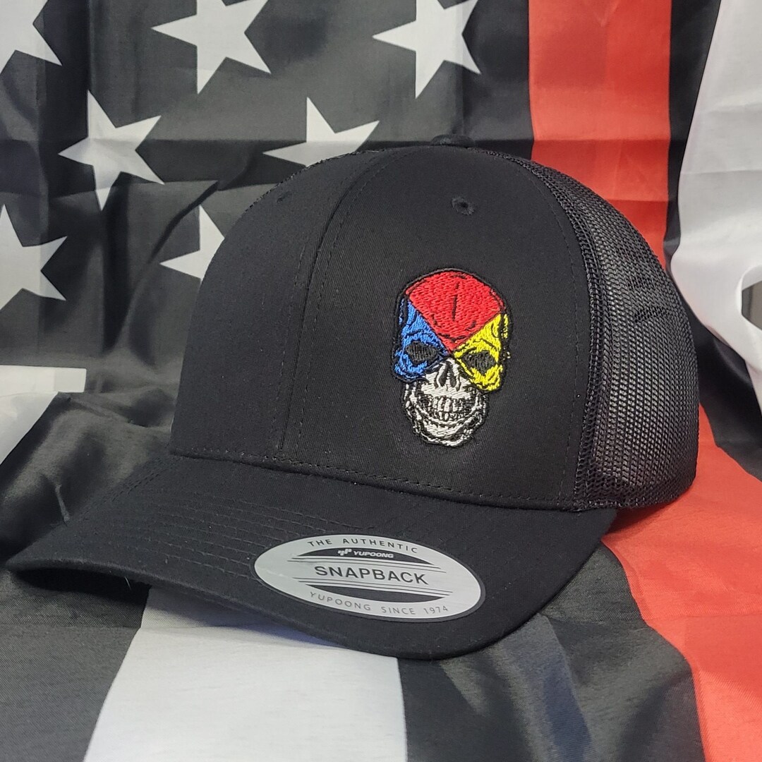 Hazmat Team Skull Fire Fighter, Fire & Rescue Trucker Cap, Puff ...