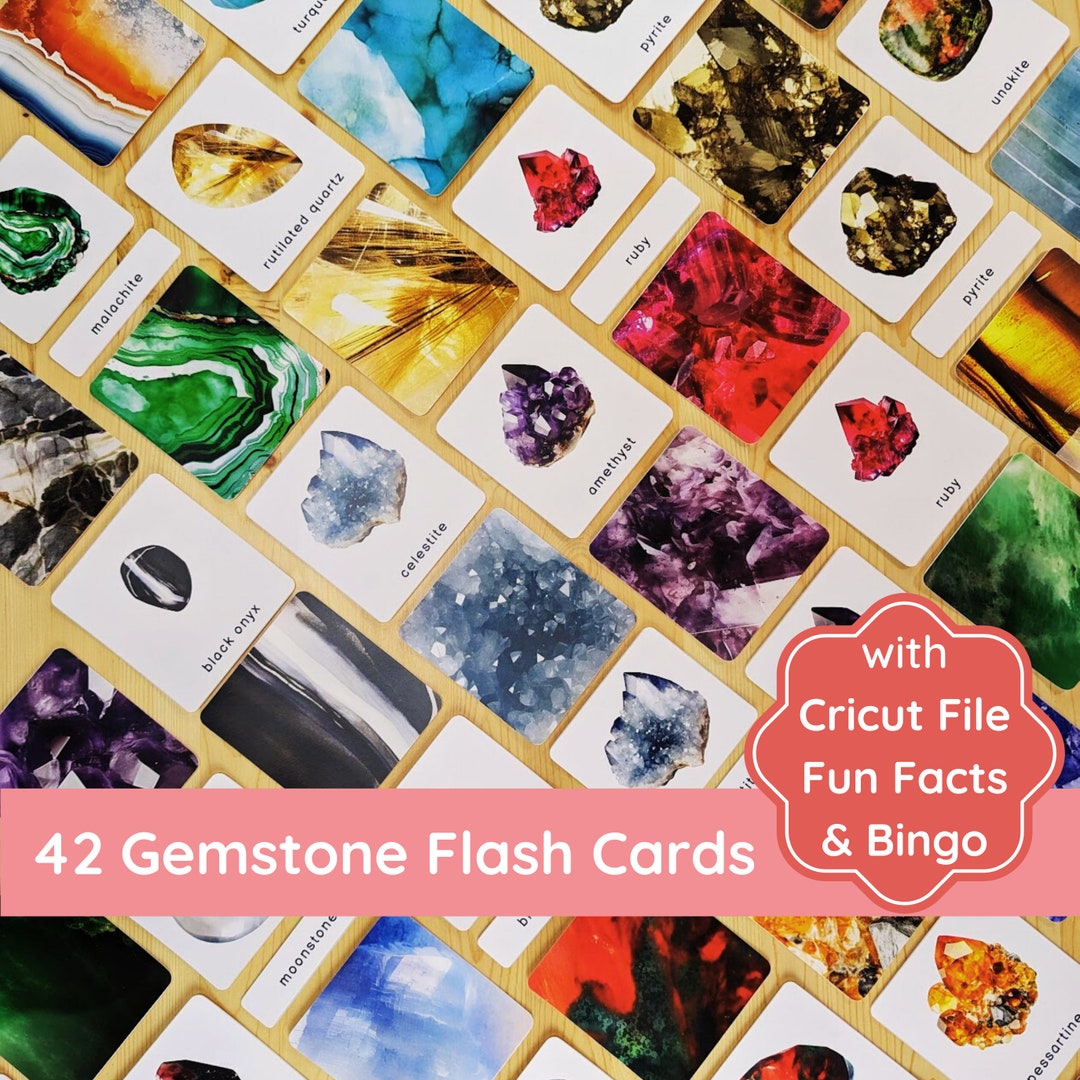 Printable Montessori Flash Card Gemstone 3 Part Card Education Material ...
