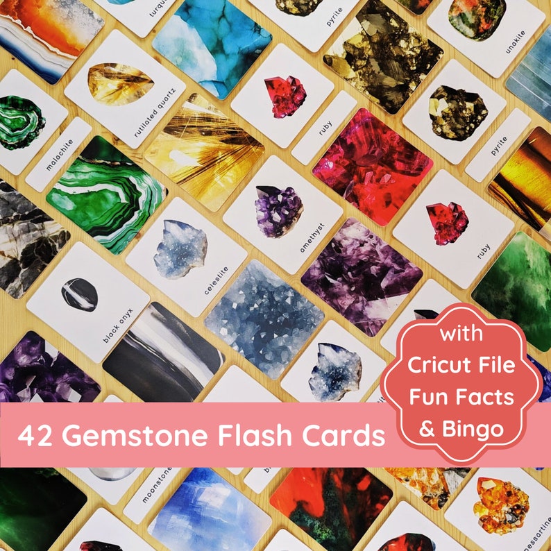 Printable Montessori Flash Card Gemstone 3 Part Card Education Material ...