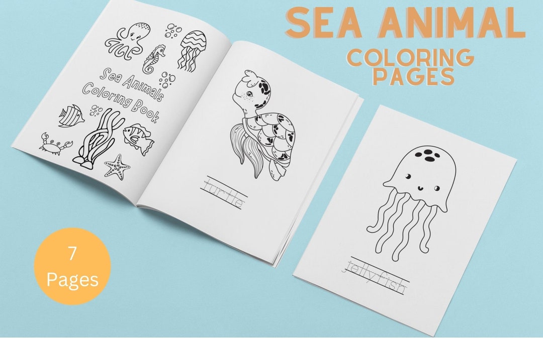 7 Page Engaging Children Sea Animals Coloring Pages, Fun Engaging ...