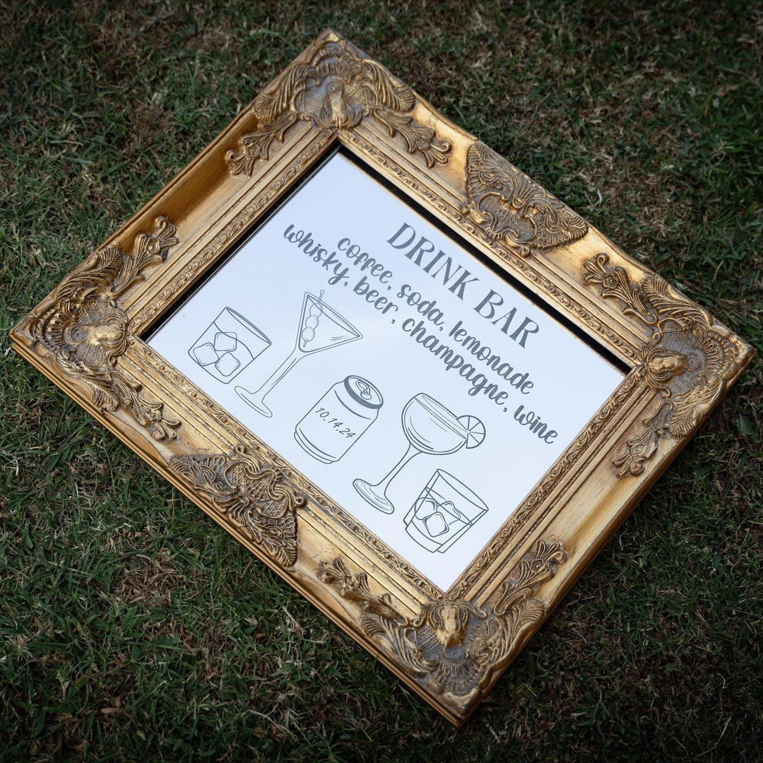 Custom Engraved Glass Mirror - 14" X 12" - Customized Wedding Decor ...