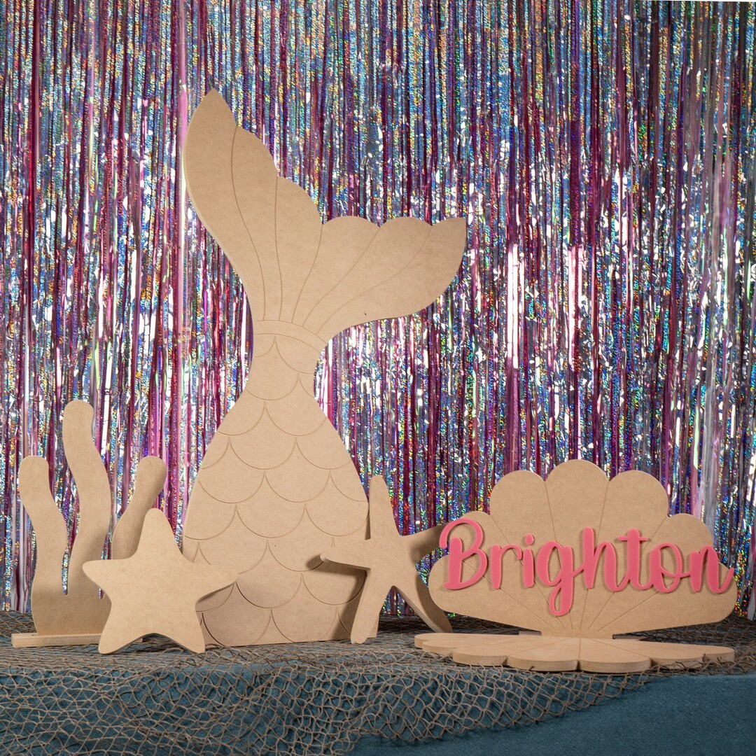 Unpainted MDF Under the Sea Party Props: Mermaid Tail, Coral, Clam ...