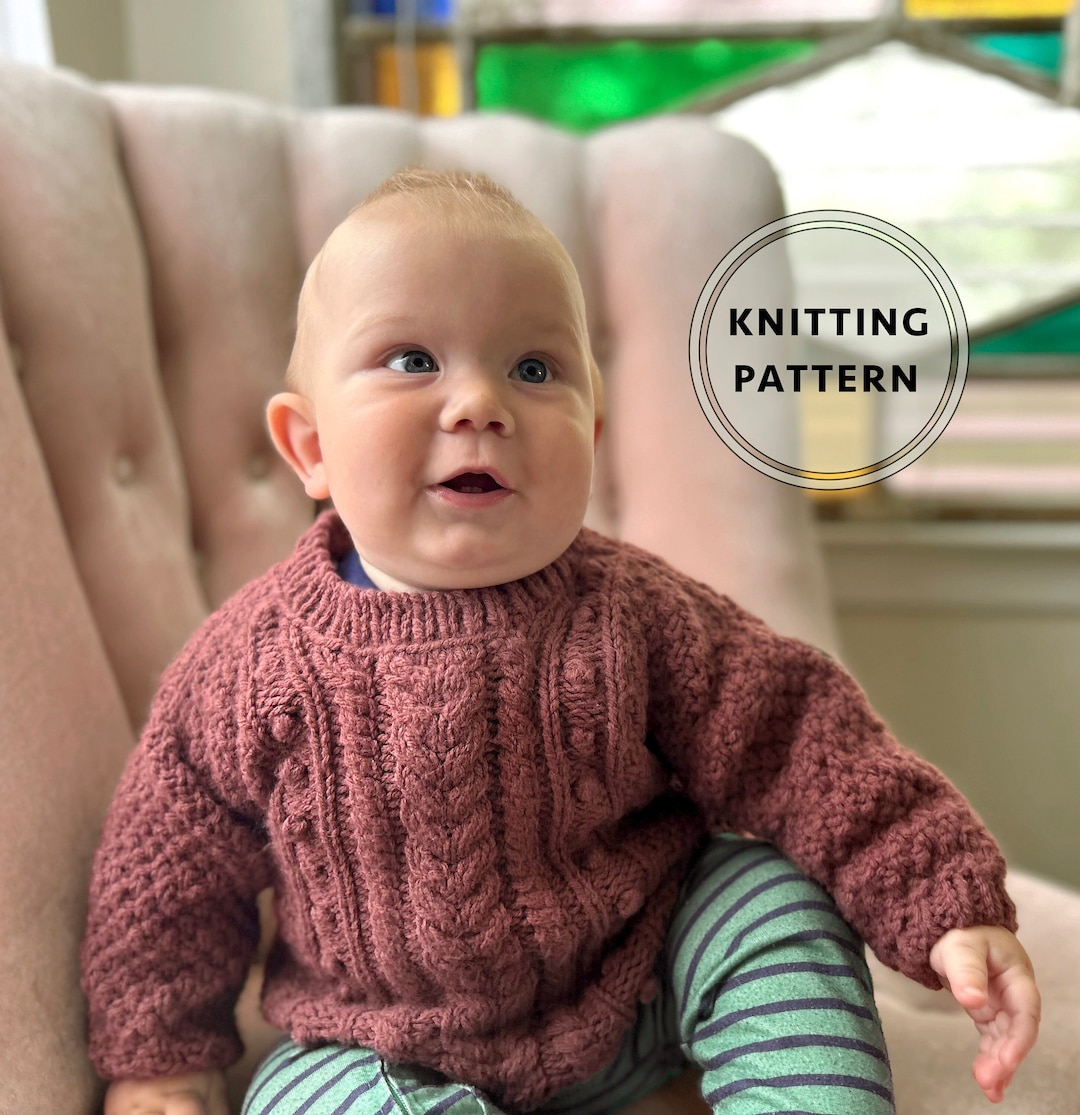 Knit Baby Cable Sweater Pattern, 9-12 Months - Etsy
