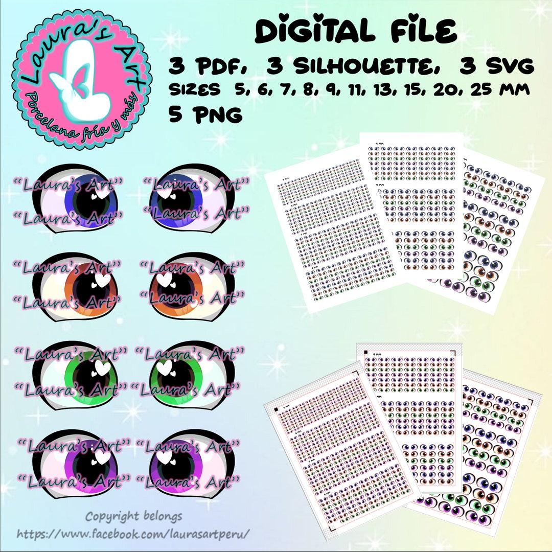 PRINTABLE EYES: Png, Svg, Silhouette Studio and Pdf Digital Files With ...