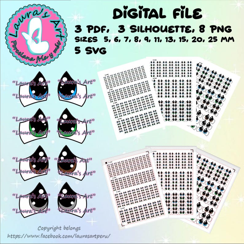 PRINTABLE EYES: Digital ZIP Files With Svg, Png, Silhouette Studio and ...