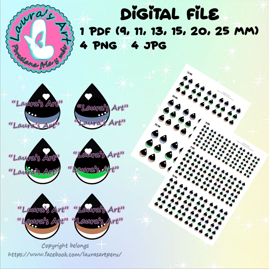PRINTABLE EYES, Png, Jpg and Pdf Digital Files With 6 Sizes 9, 11, 13 ...