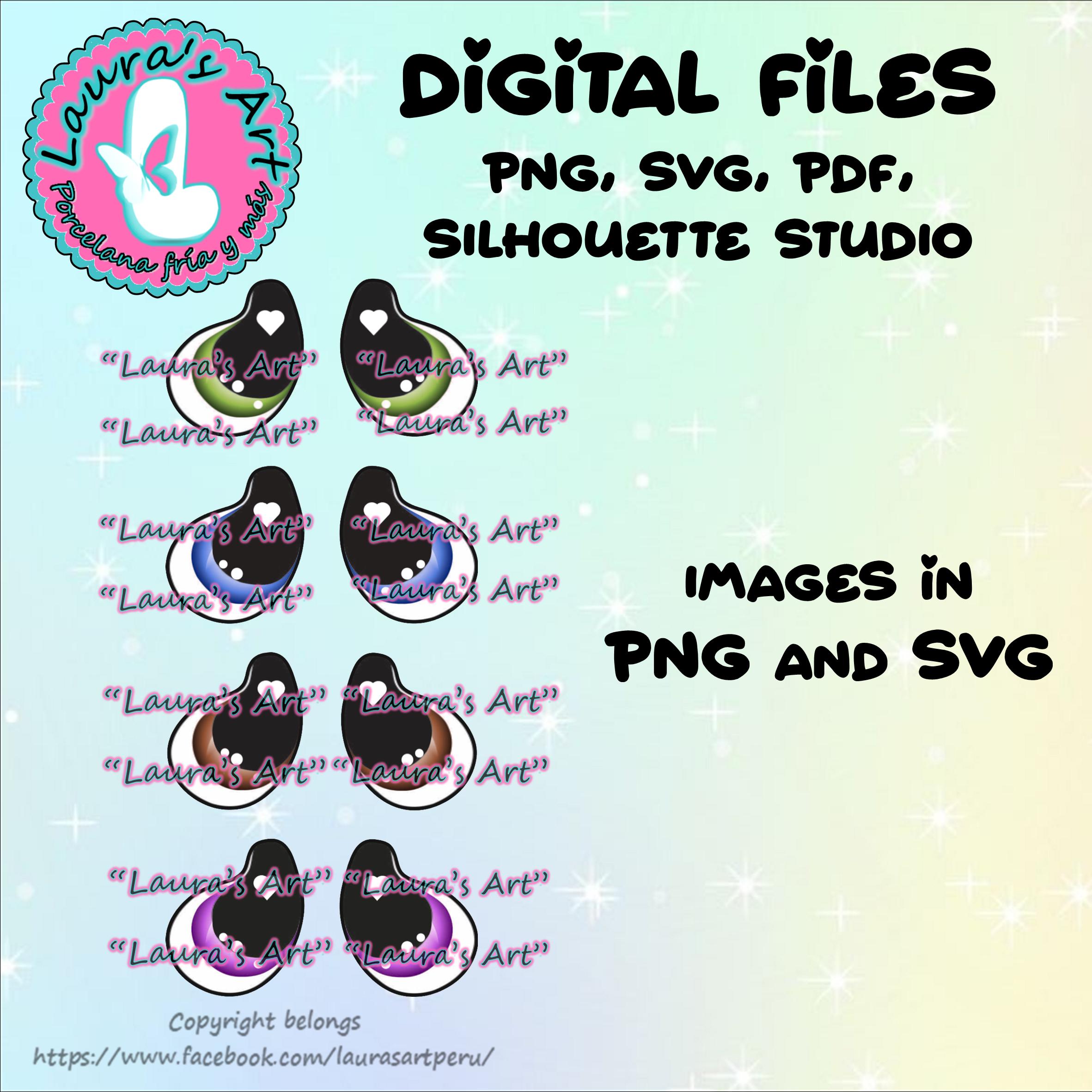 PRINTABLE EYES: Digital ZIP File With Png, Svg, Silhouette Studio and ...