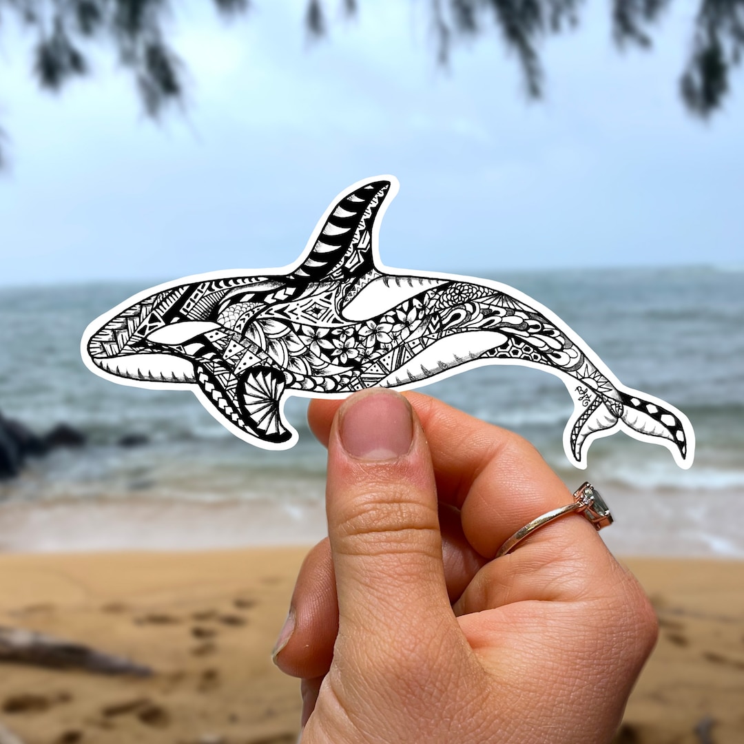 Orca Sticker Killer Whale Decal Polynesian Tribal Hawaiian Sticker 808 ...