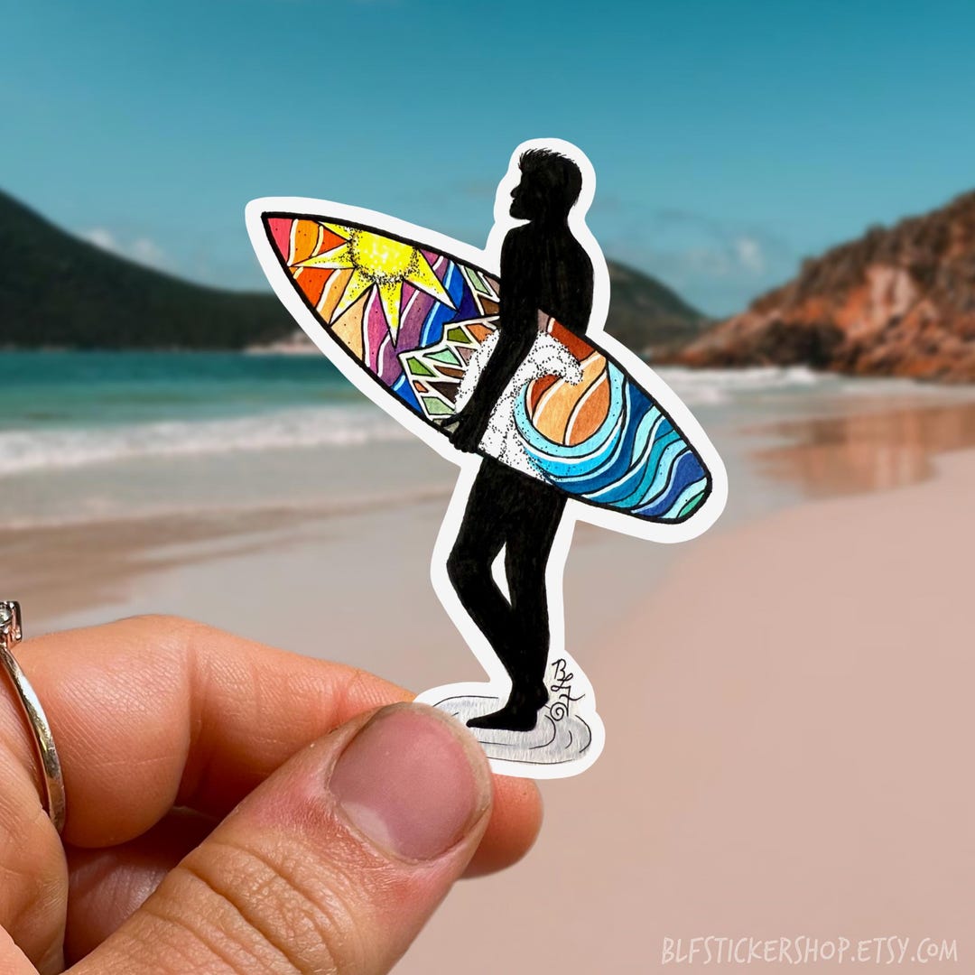 Surfer Sticker Surf Stickers Surfboard Decal Surfer Dude Sticker Surf ...