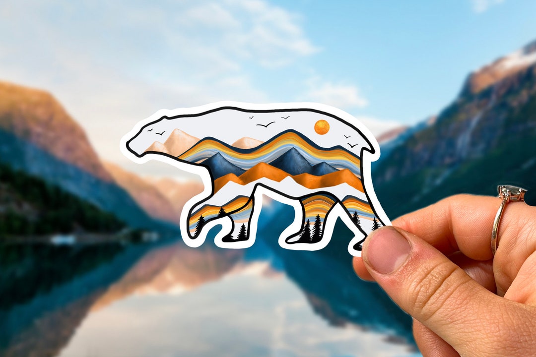 Polar Bear Sticker Mountain Bear Sticker Nature Sticker Bear Lover Gift ...