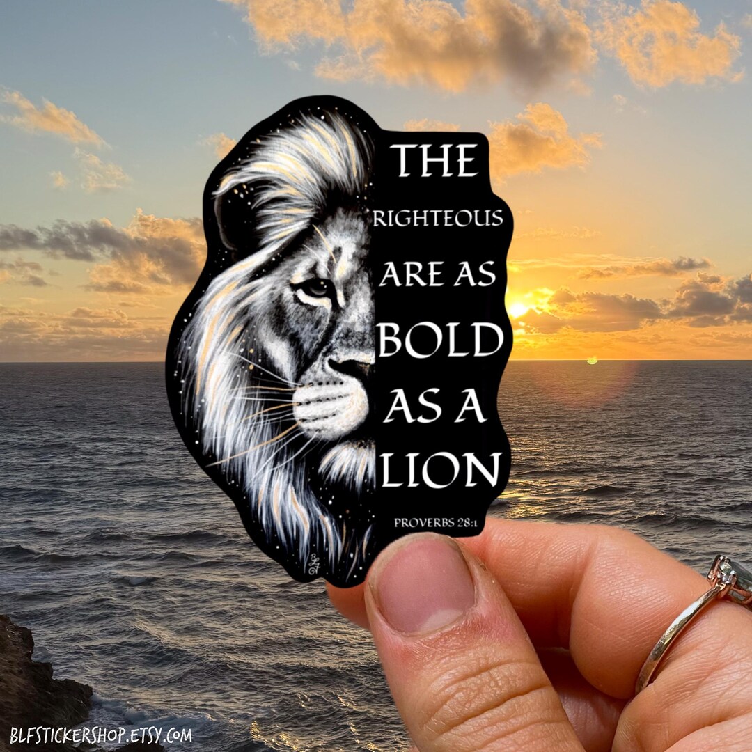 Bold as A Lion Proverbs 28:1 Sticker | Lion of Judah Sticker | Bible ...