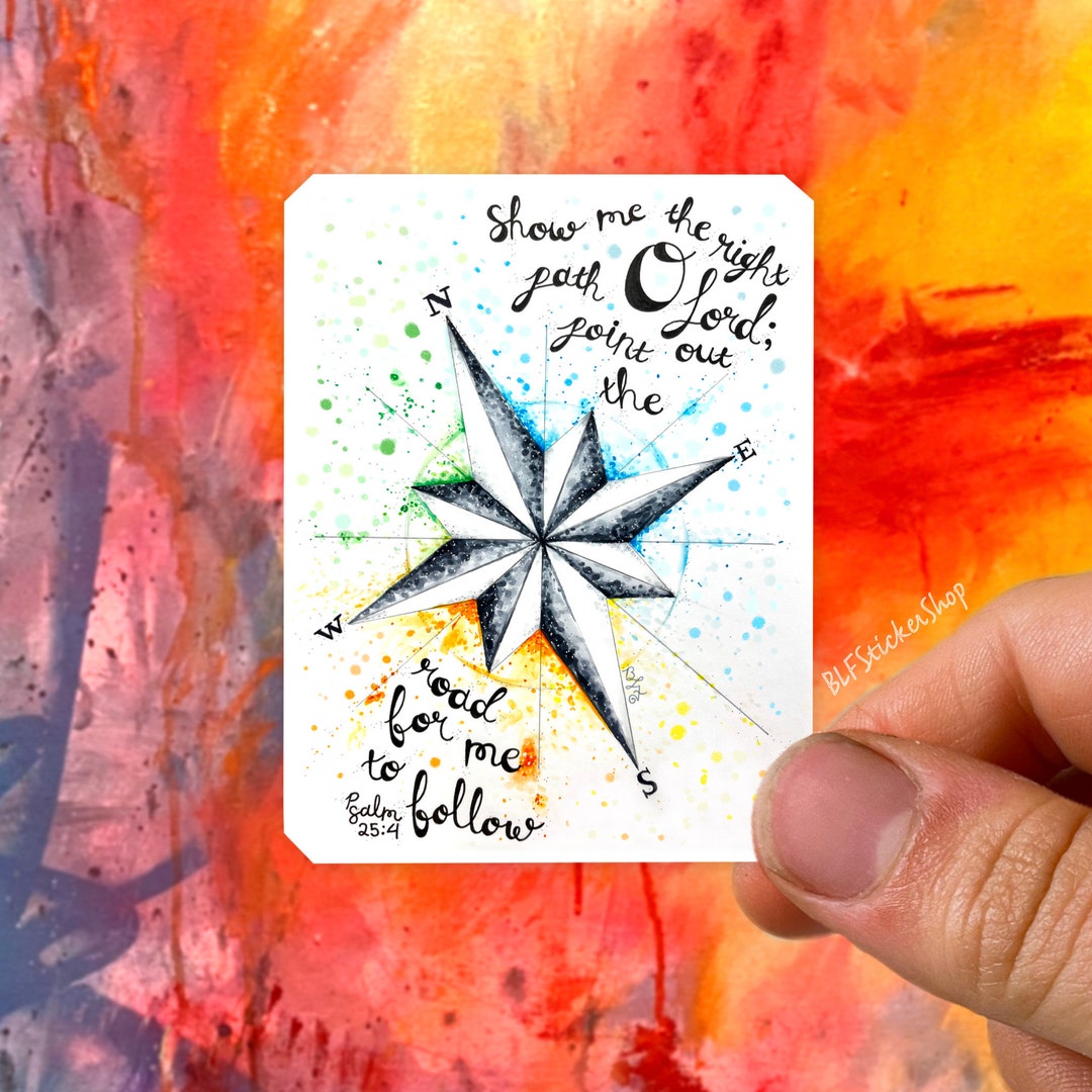 Compass Sticker Psalm 25:4 Sticker Bible Verse Decal Faith Sticker Set ...