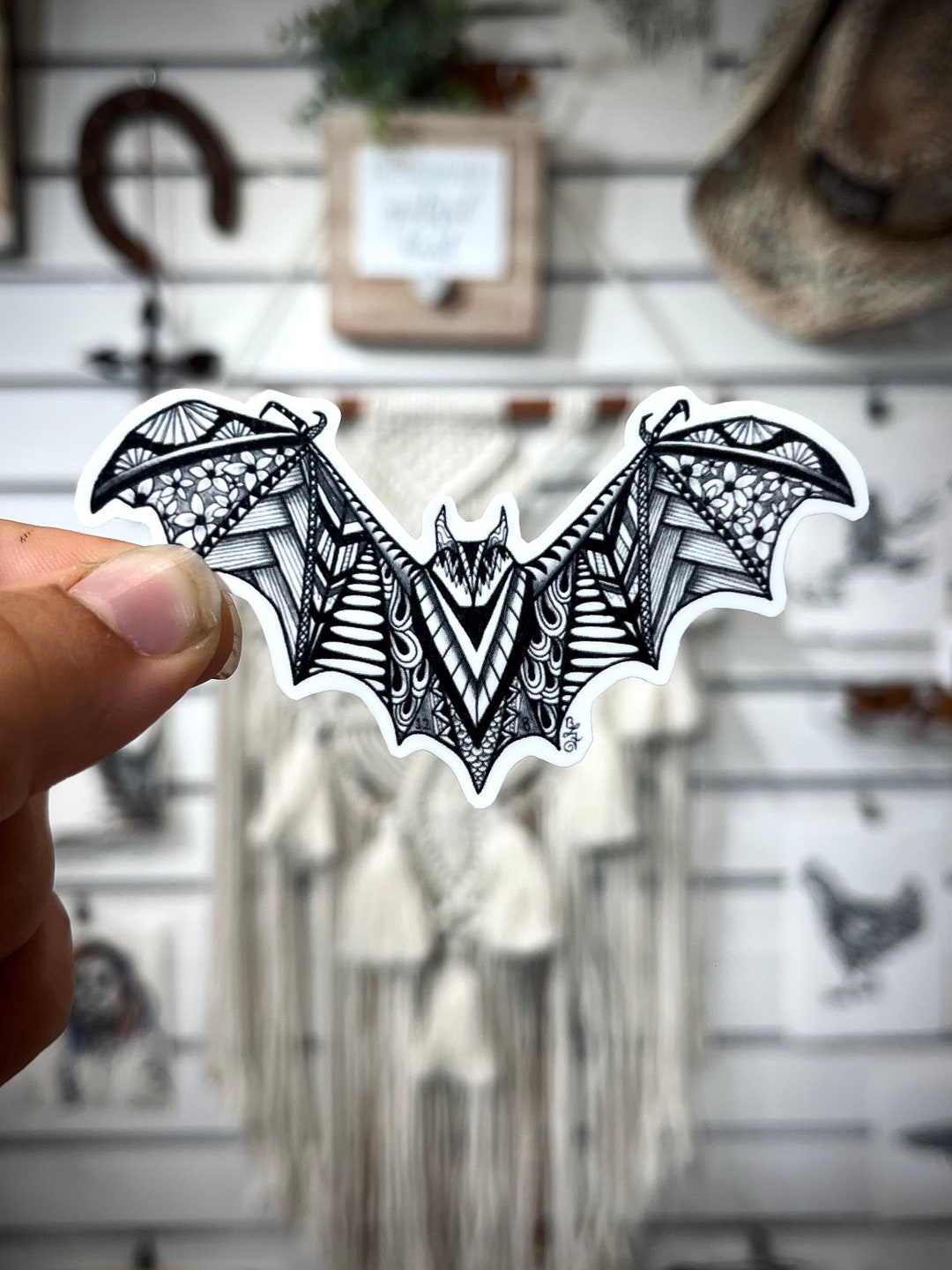 Floral Bat Sticker Halloween Bat Decal Polynesian Hawaiian Stickers ...