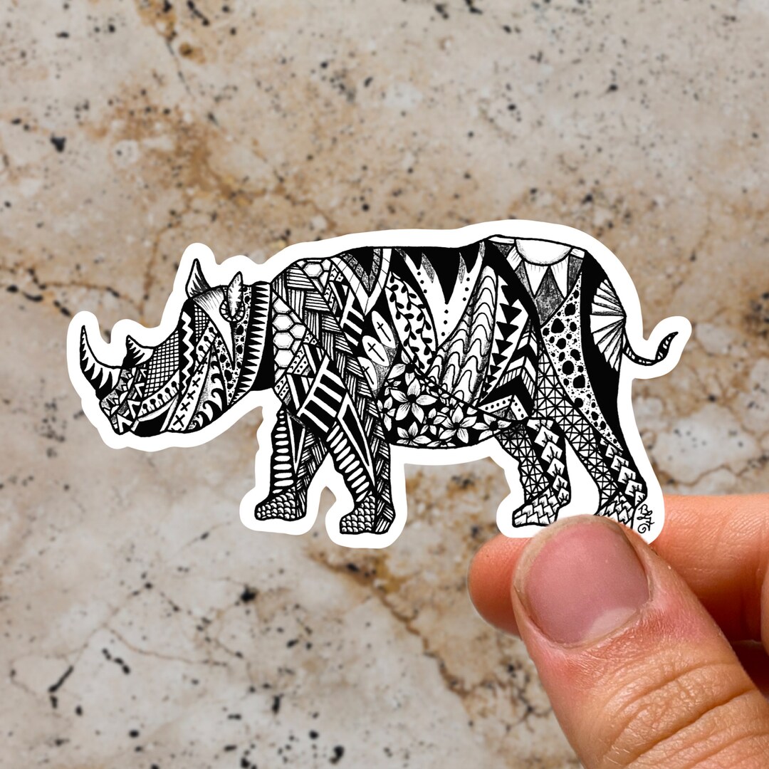 Rhino Sticker Rhinoceros Decal Tribal Rhino Art Polynesian Hawaiian ...