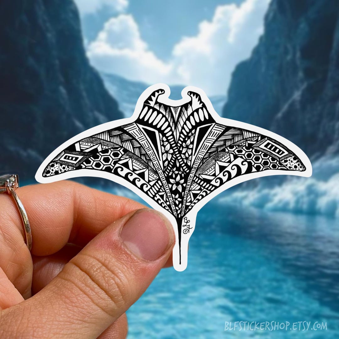 Manta Ray Sticker, Hawaii Tribal Manta Ray Decal, Polynesian Manta Ray ...