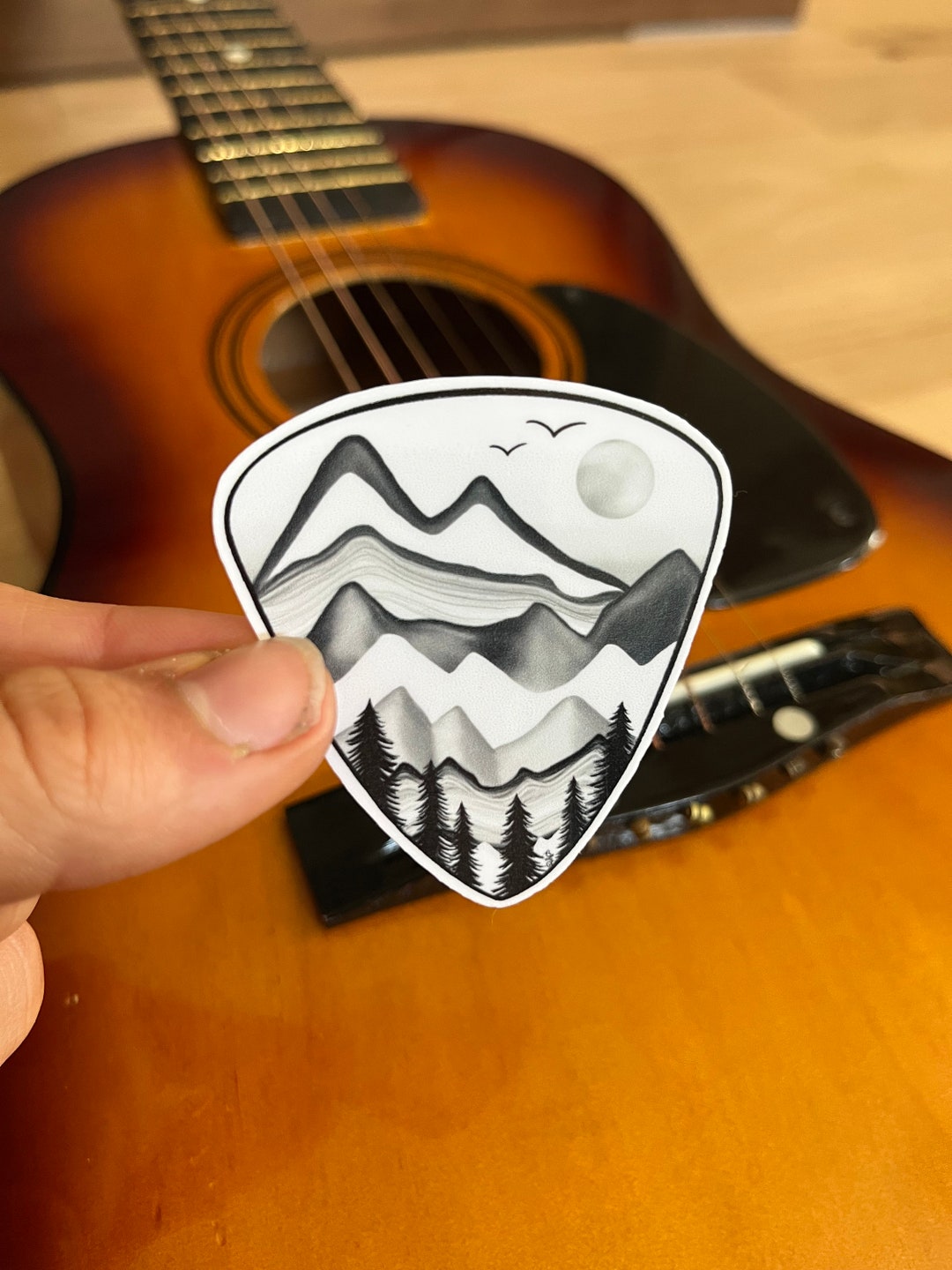 Mountain Guitar Pick Sticker Musician Gift Guitarist Sticker Guitar ...