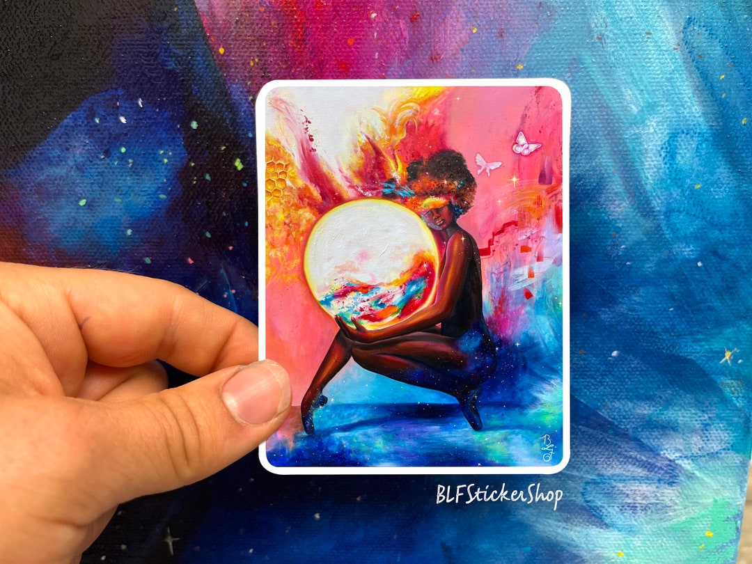 Ballerina Sticker Solar Eclipse Sticker Galaxy Vinyl Sticker for Water Bottle Black Woman ...