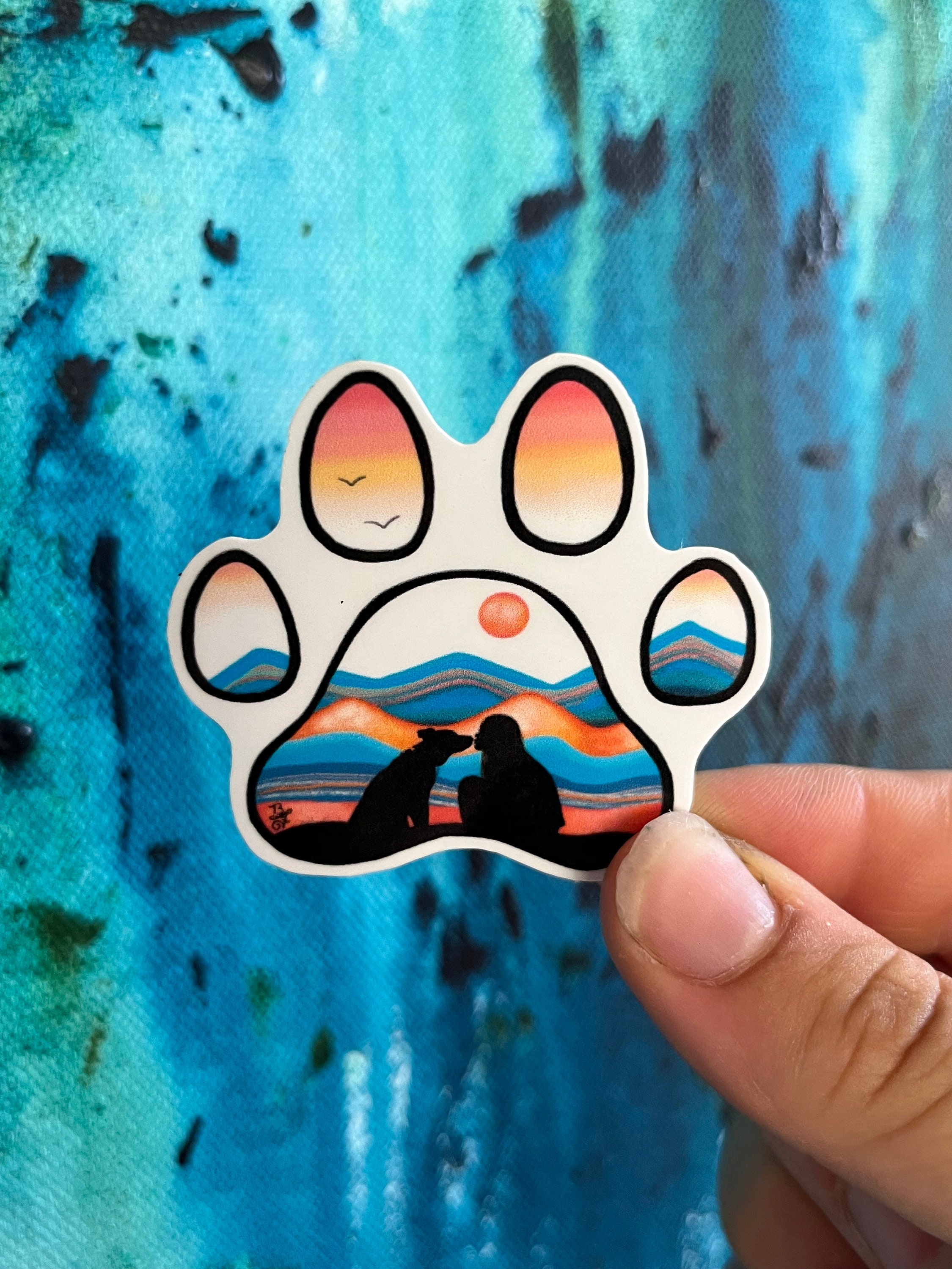 Dog Paw Print Mountain Girl With Dog Vinyl Sticker Hiking Dog - Etsy