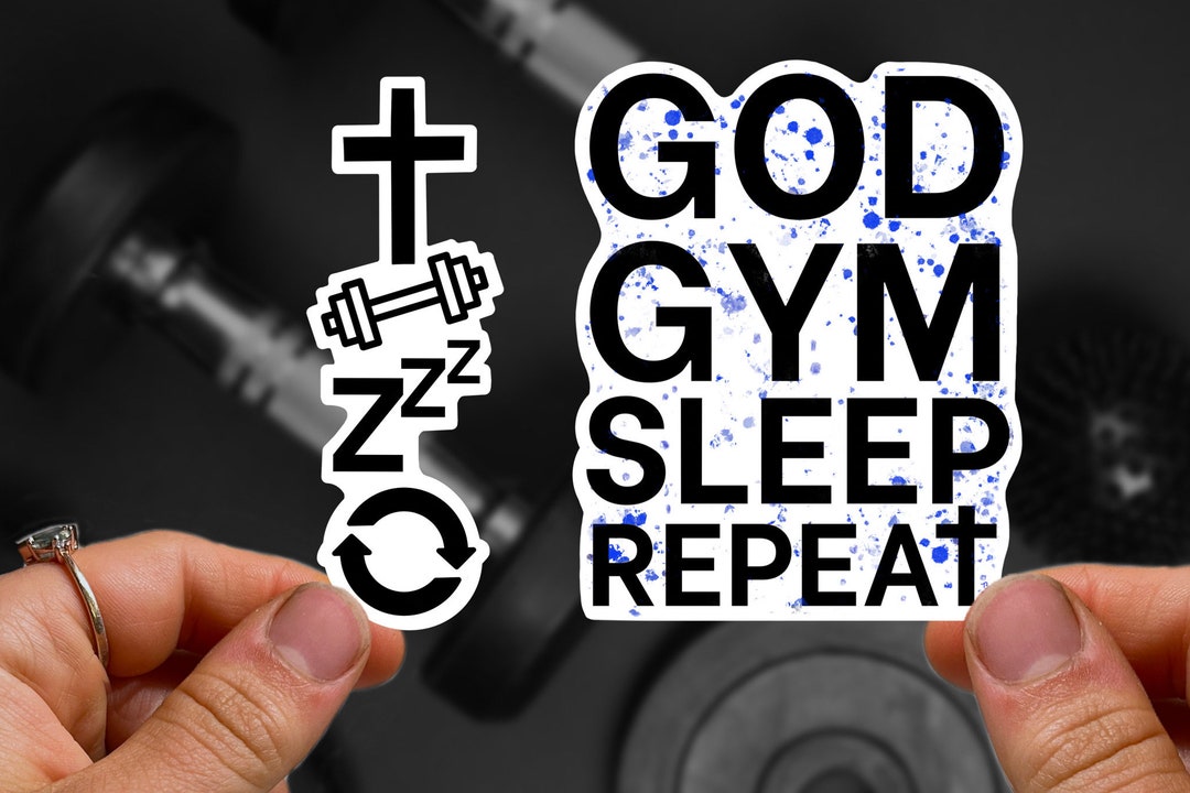 God Gym Sleep Repeat Workout Sticker, Gym Sticker, Faith Fitness ...
