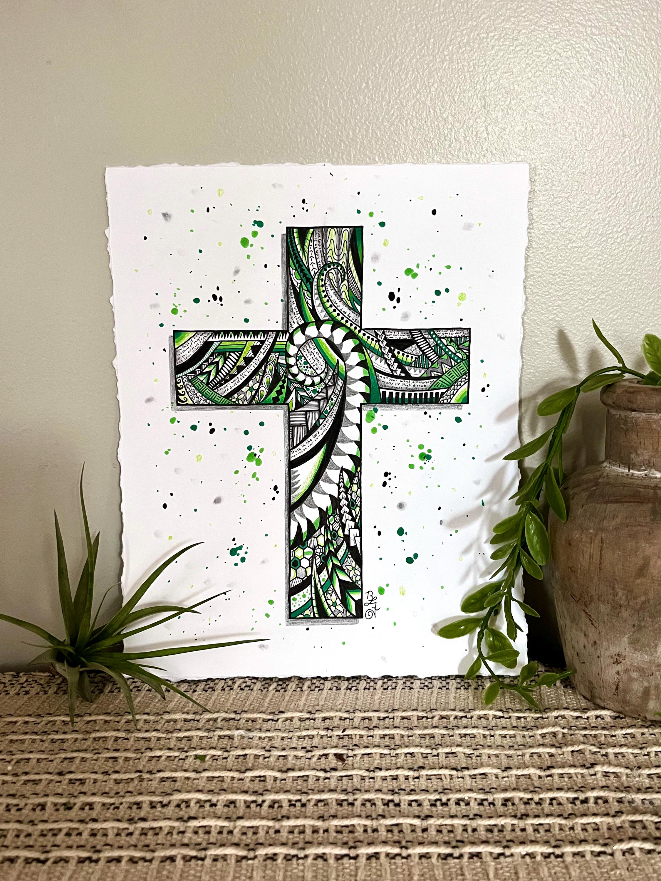 Green Cross Sticker Polynesian Cross Hawaiian Tribal Cross Christian ...