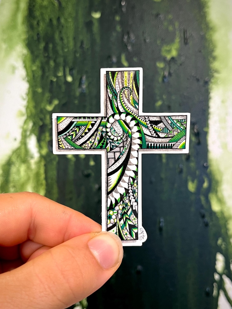 Green Cross Sticker Polynesian Cross Hawaiian Tribal Cross Christian ...