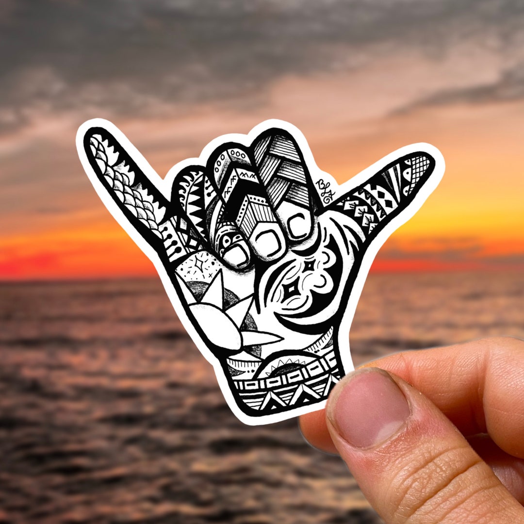 Shaka Sticker Tribal Shaka Hawaii Stickers Polynesian Art Hawaiian ...