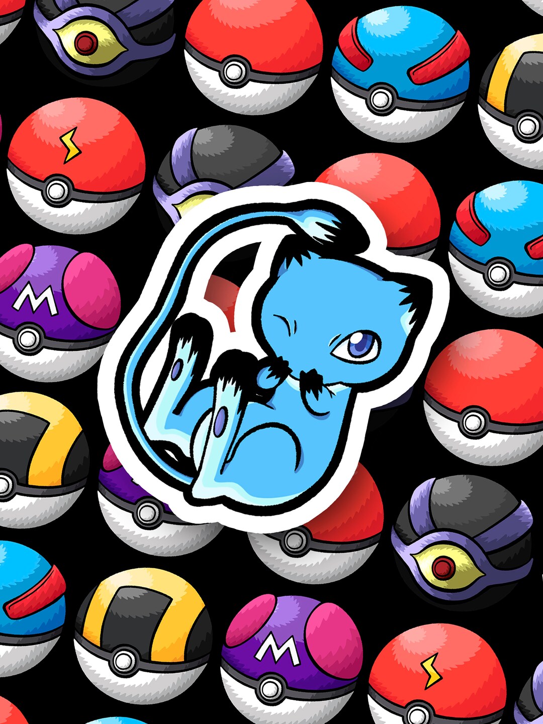 Mew Sticker Pokemon Kawaii Stickers Gift Vinyl Waterproof Glossy ...