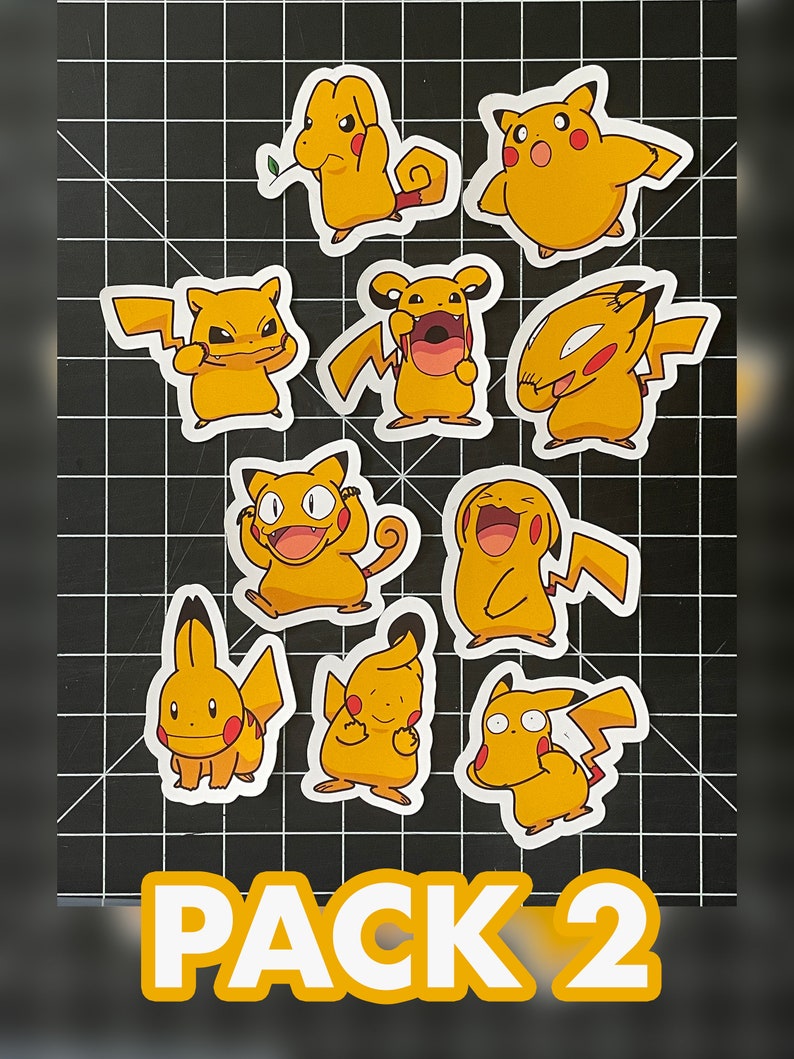 Pikachu Sticker Pokemon Funny Kawaii Face Stickers Gift Vinyl ...