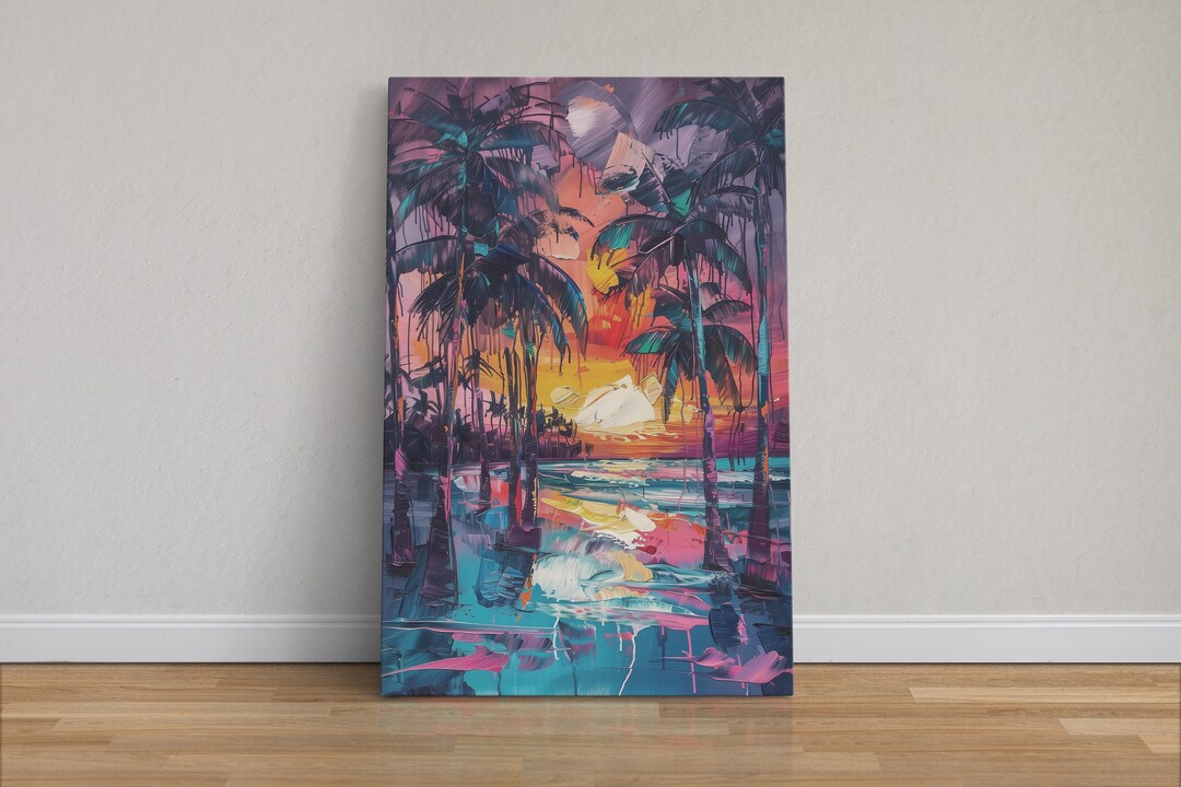 Miami Beach Art, Sunset Background, Ocean Art Work, Beach Art Work ...