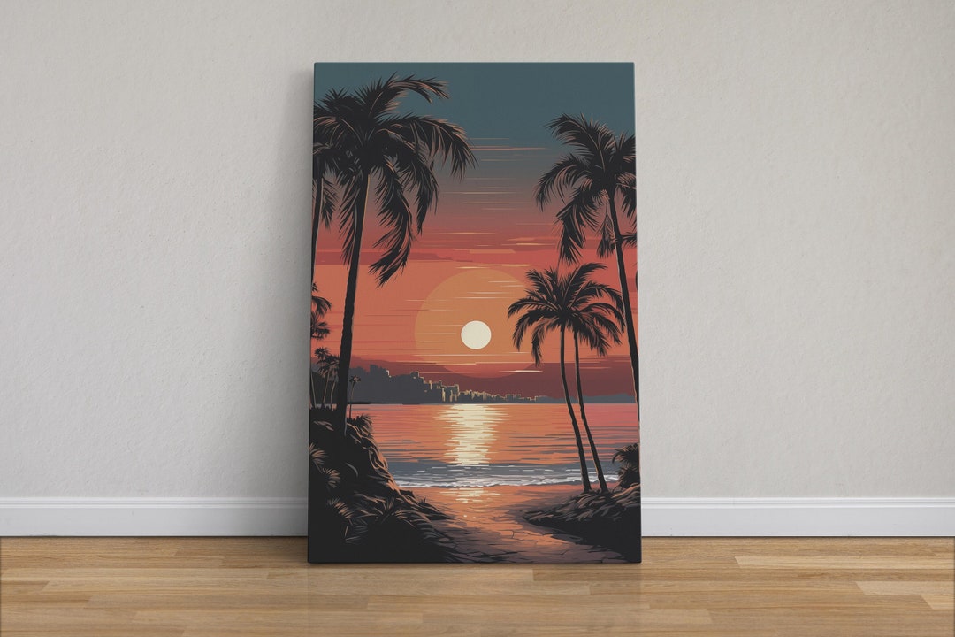 Miami Beach Art, Sunset Background, Ocean Art Work, Beach Art Work ...