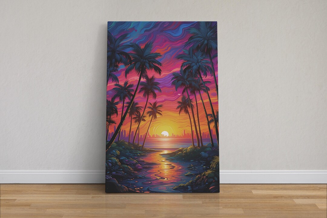 Miami Beach Art, Sunset Background, Ocean Art Work, Beach Art Work ...