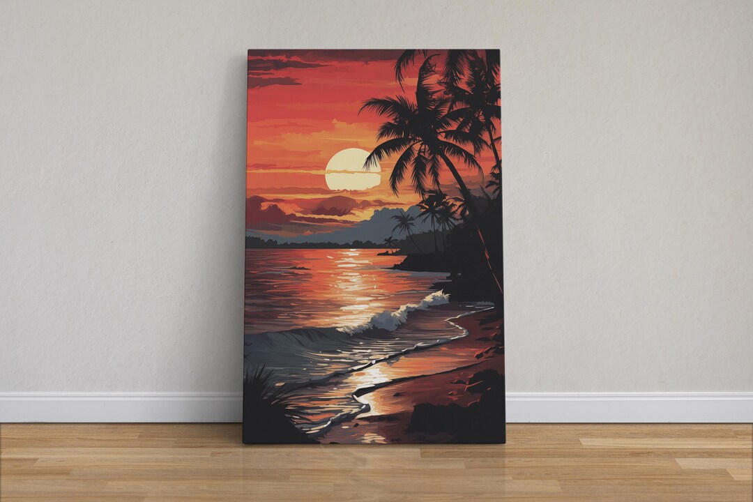 Miami Beach Art, Sunset Background, Ocean Art Work, Beach Art Work ...