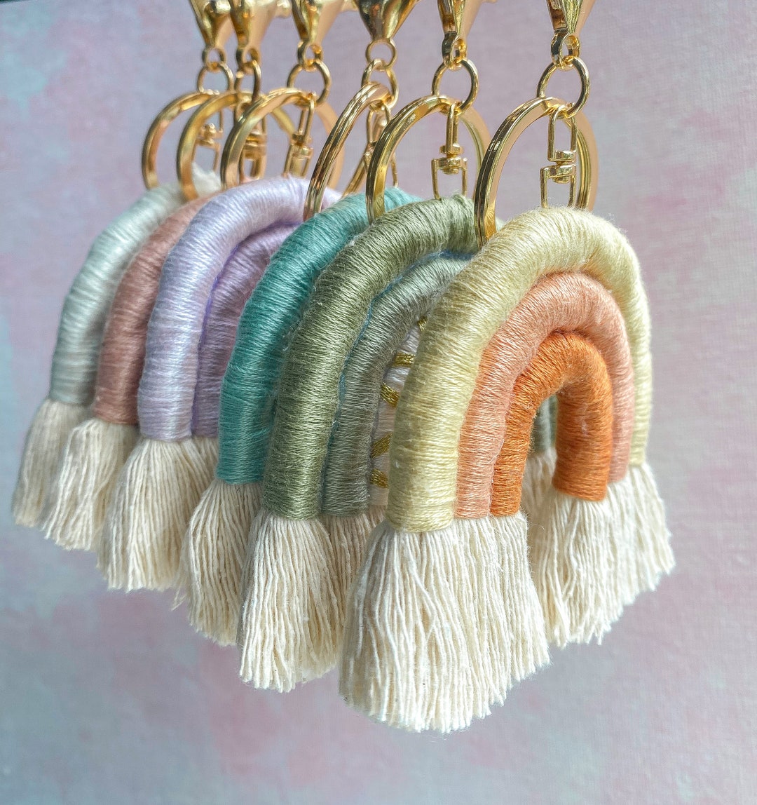 Macrame Rainbow Keychain | Boho Rainbow Keychain | Colourful Rainbow ...