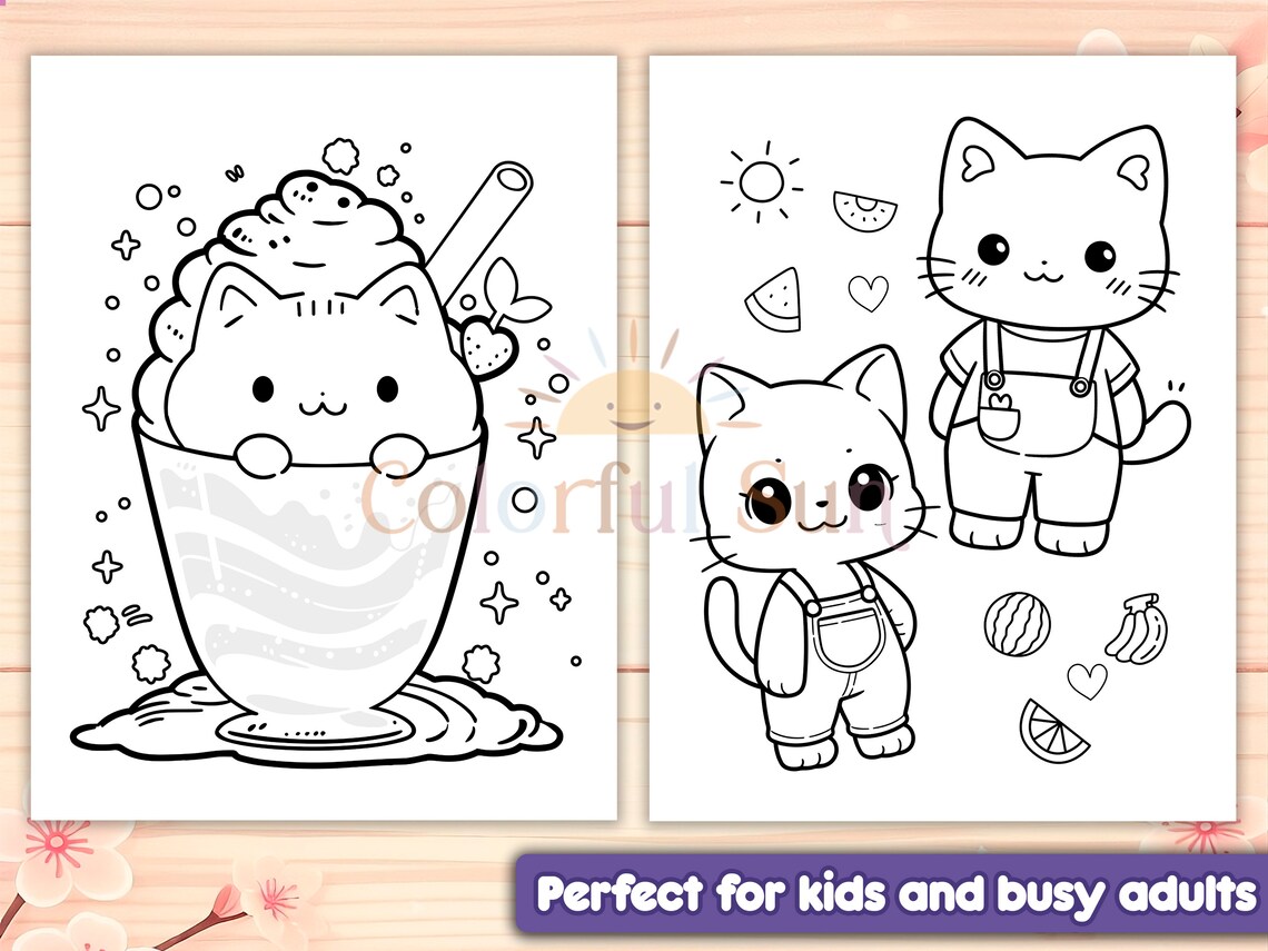 Animal Coloring Pages Kawaii Coloring Pages of Cute Cats Easy Coloring ...