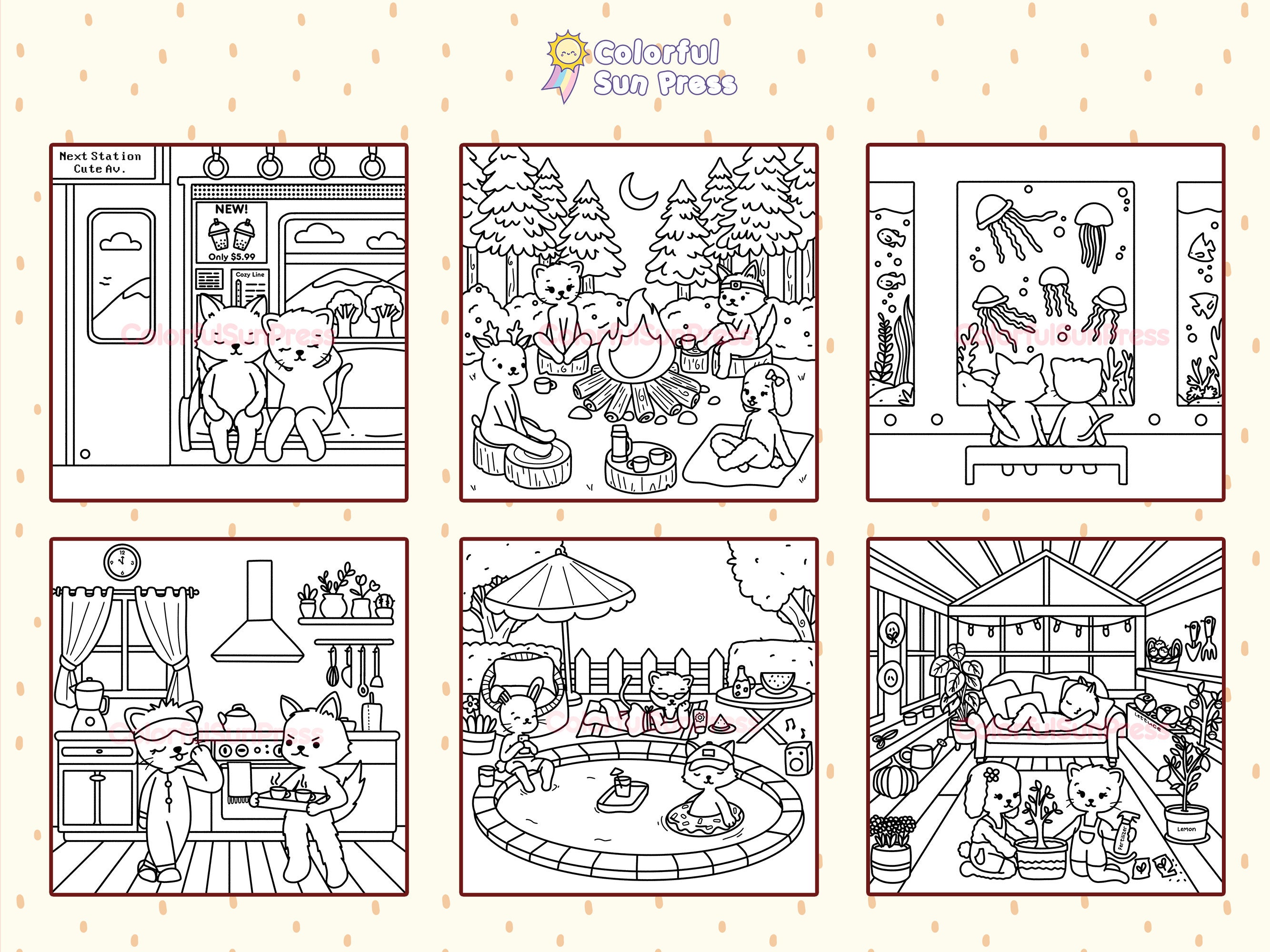 Kawaii Coloring Pages for Adults Cozy and Cute Coloring Sheets, Michi ...