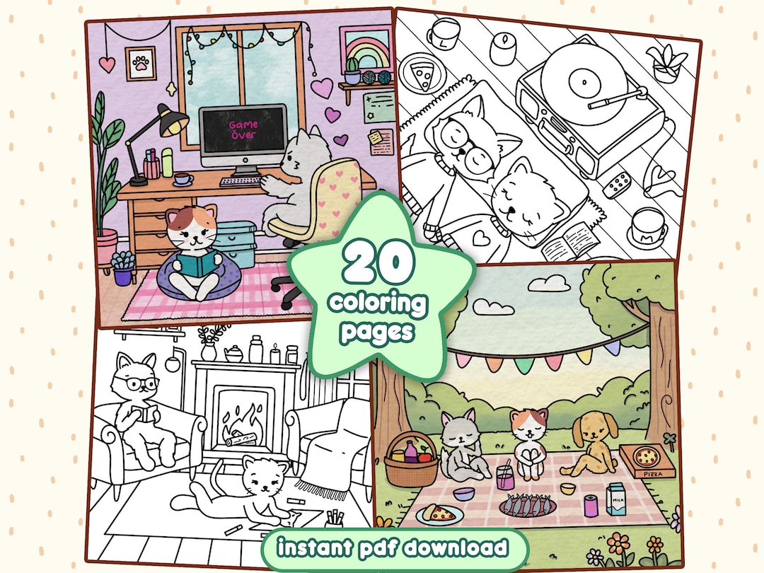 Kawaii Coloring Pages for Adults Cozy and Cute Coloring Sheets, Michi ...