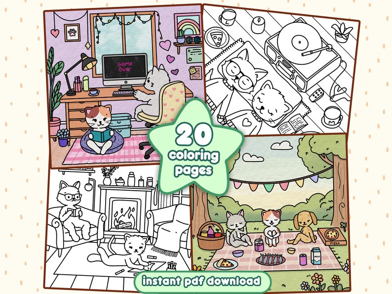 Kawaii Coloring Pages for Adults Cozy and Cute Coloring Sheets, Michi ...