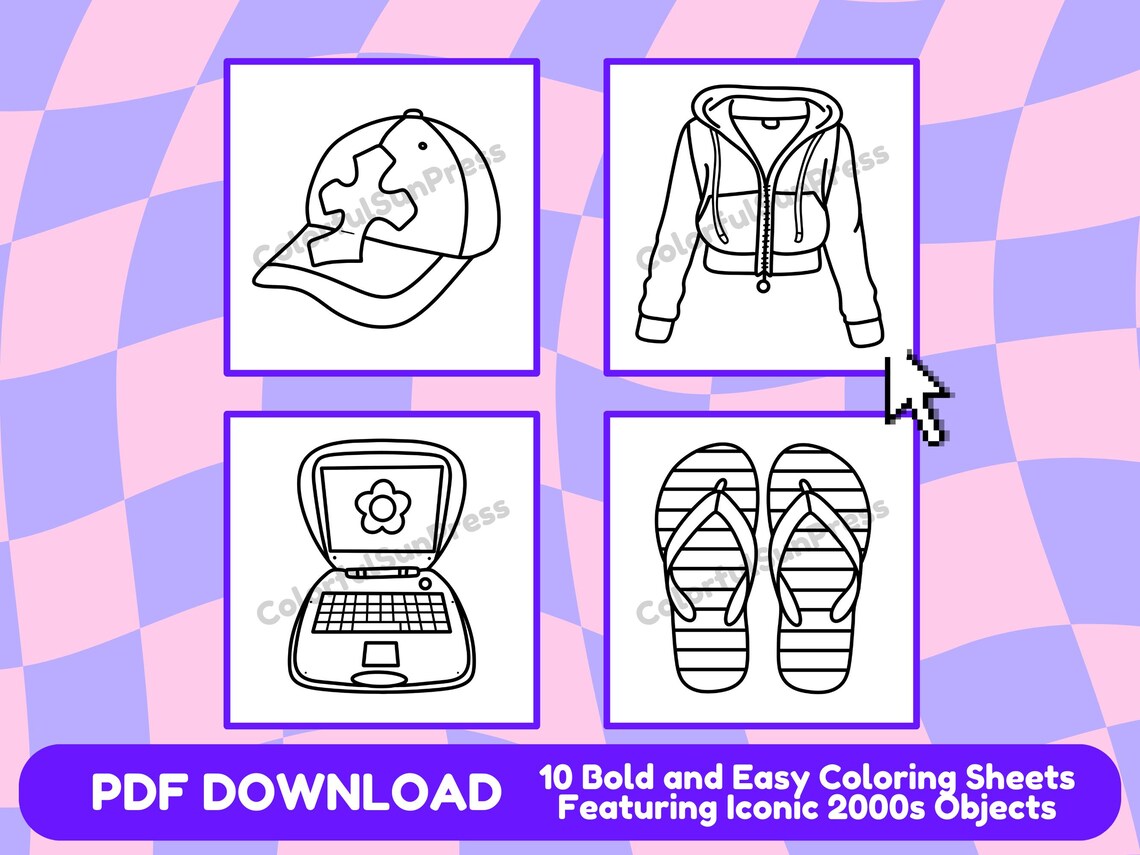 Y2k Fashion Coloring Pages, 10 Adult Coloring Pages, Printable Coloring ...