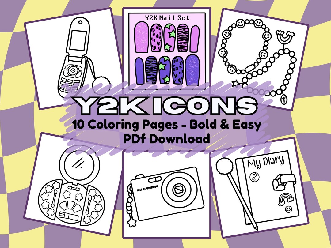 Y2k Fashion Coloring Pages, 10 Adult Coloring Pages, Printable Coloring ...