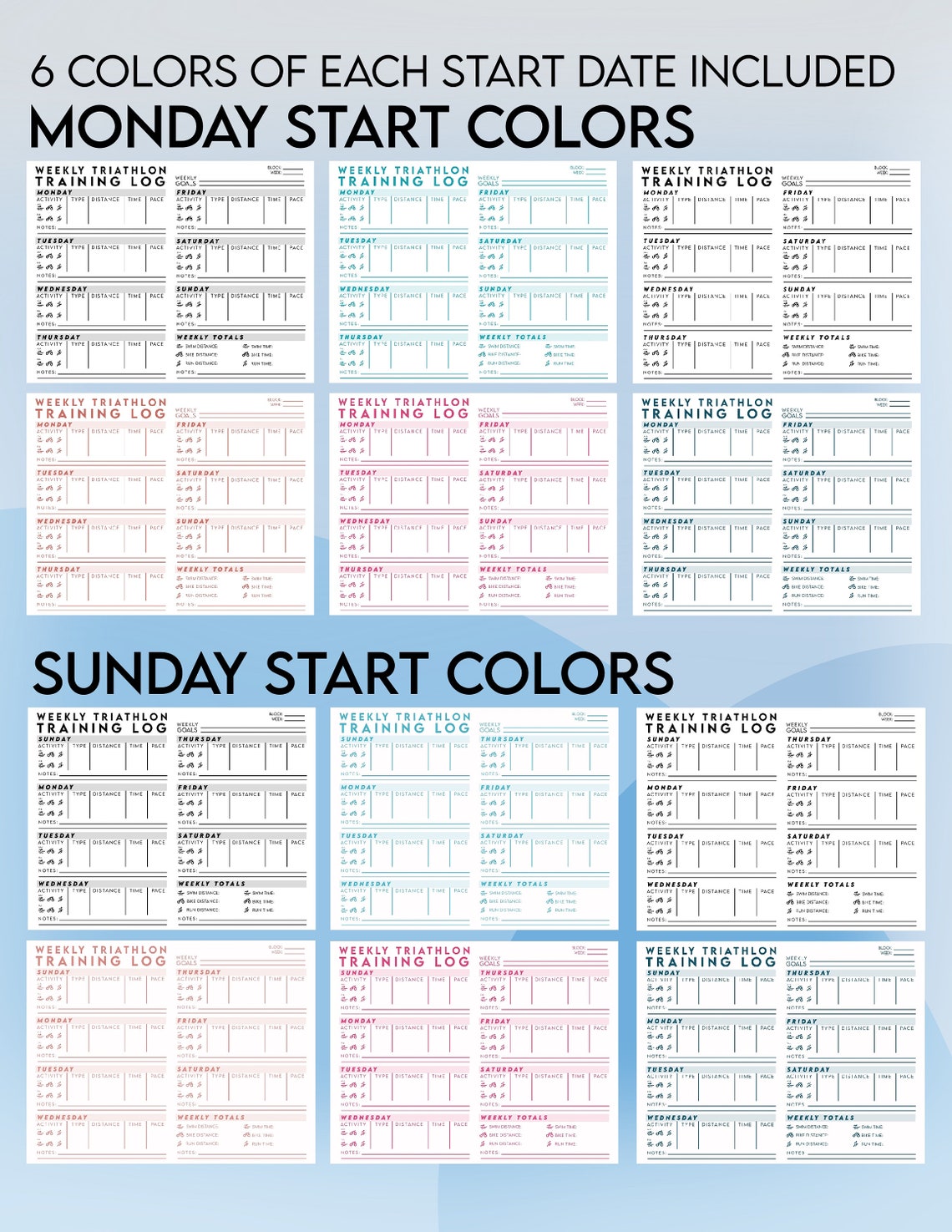 Triathlon Training Log, Triathlon Training Planner, Workout Tracker ...