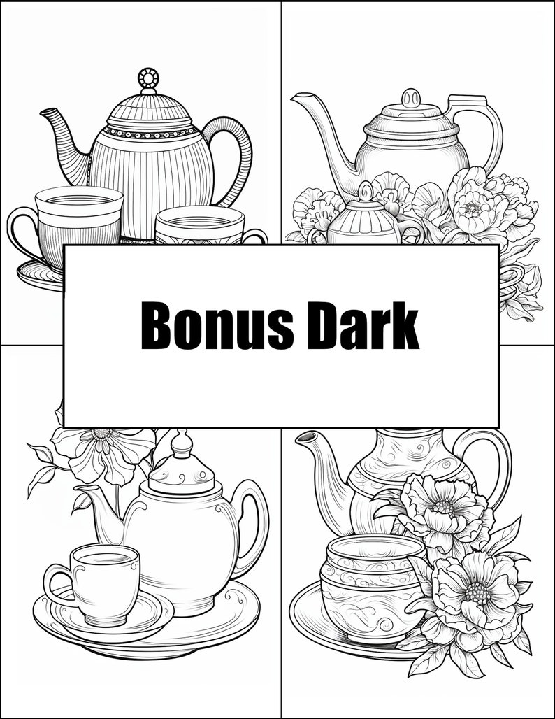 Instant Download | Coloring Book Tea Time Pages Art Adults All Ages ...