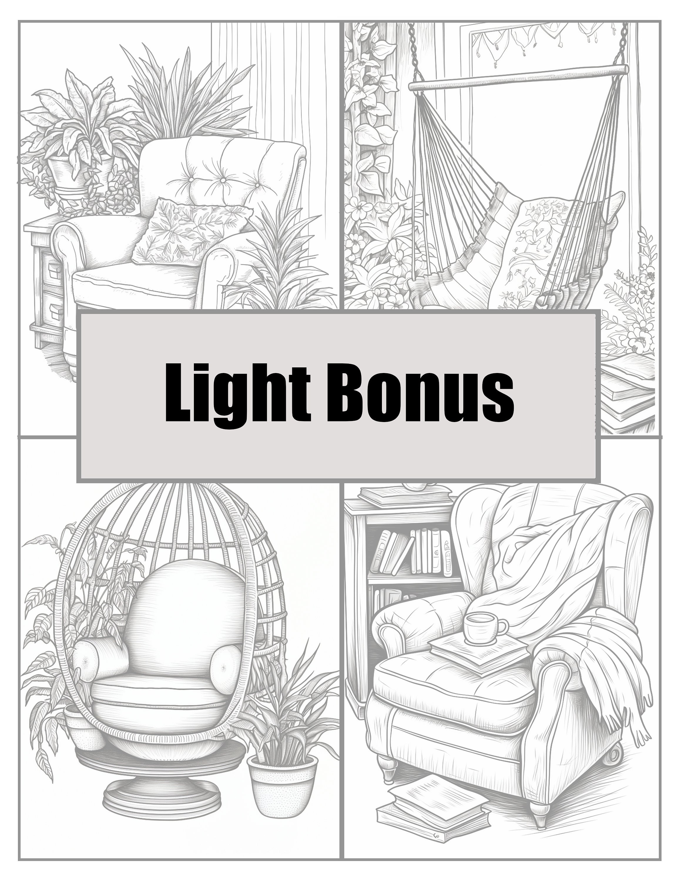Instant Download Cozy Chairs Coloring Book Art Pages Adults - Etsy